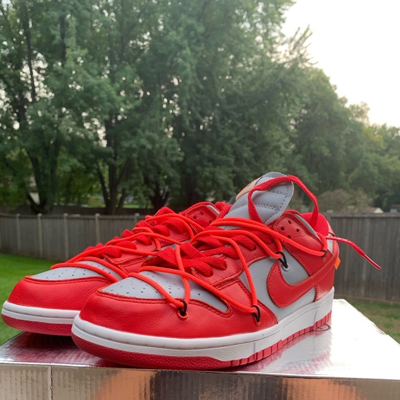 Nike | Shoes | Nike Offwhite Dunk University Red | Poshmark